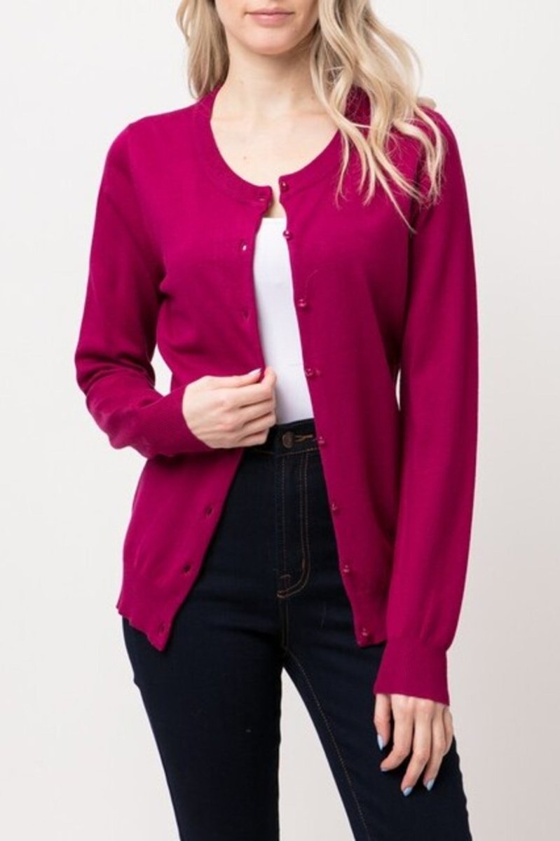 Women's Long Sleeve Button Down Crewneck Sweater Knit Cardigan – FashionJOA